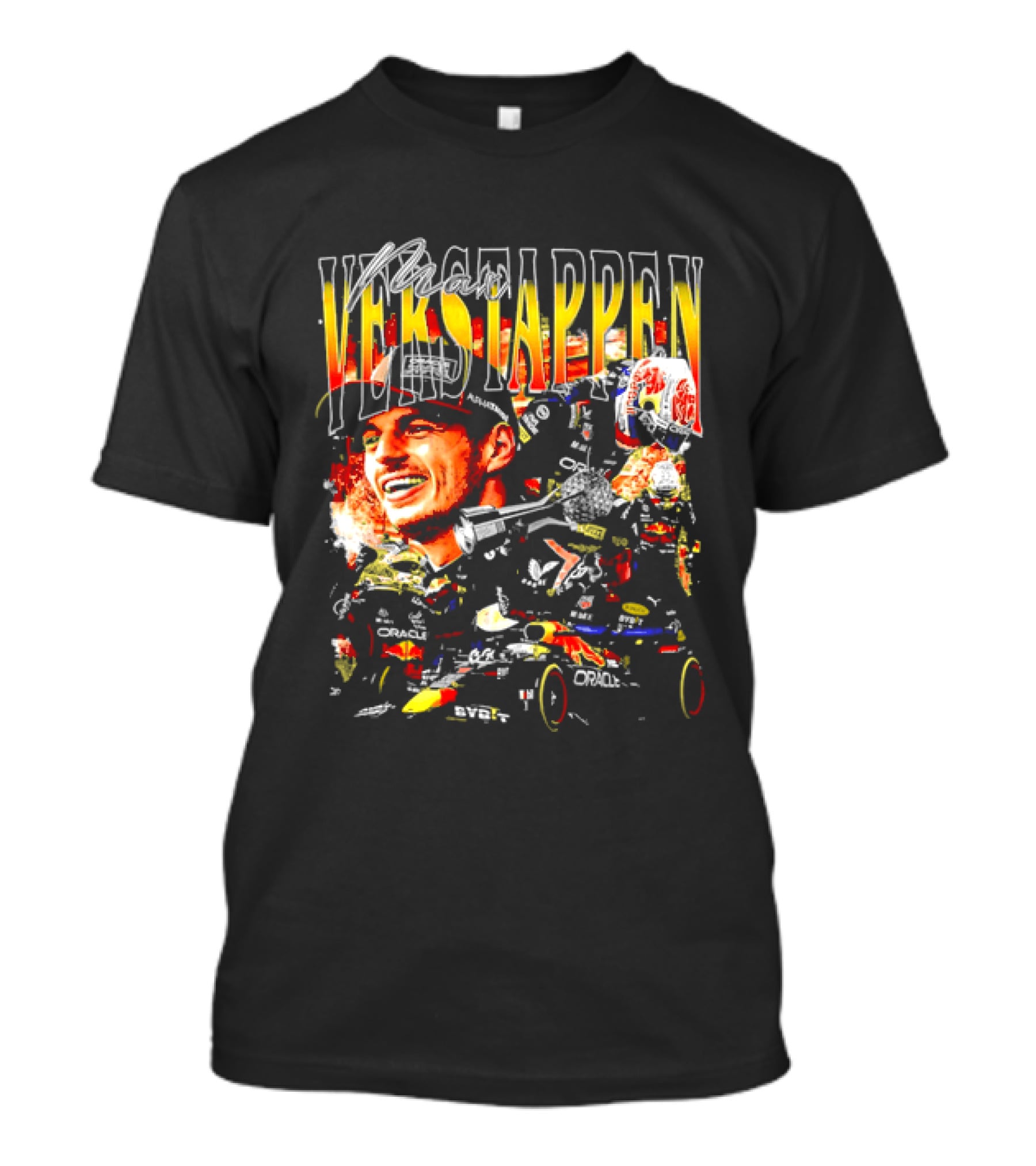 Max Verstappen Red Bull Racing F1 Driver Trophy Car Photo Collage T-Shirt