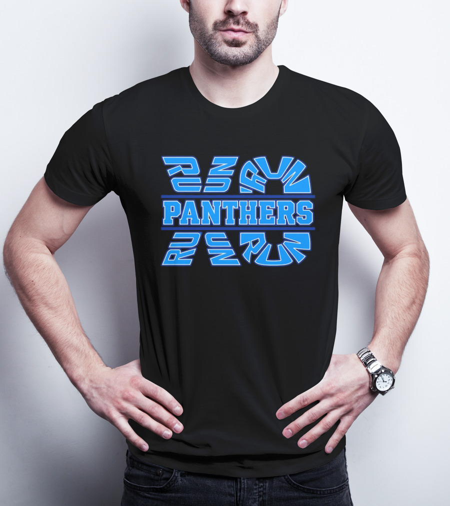 Run Panthers Repeated Blue Kinetic Athletic Block T-Shirt