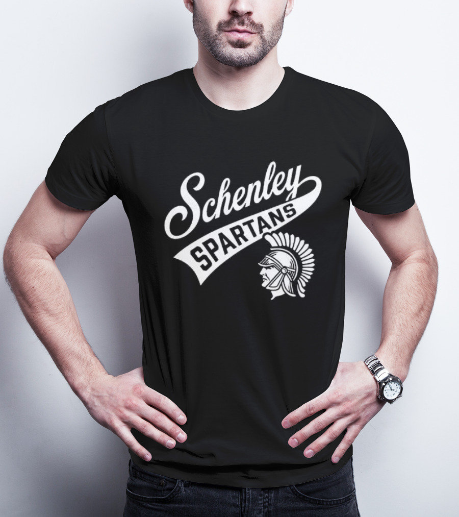 Schenley Spartans Cursive Script Banner Helmet Crest T-Shirt