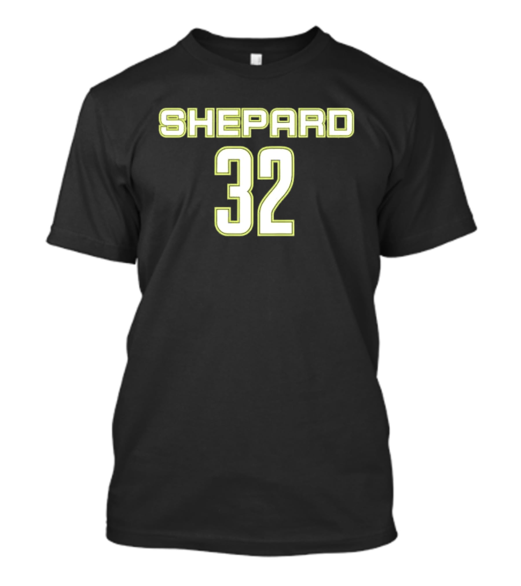 Shepard 32 Lime Green Athletic Block Lettering Jersey T-Shirt