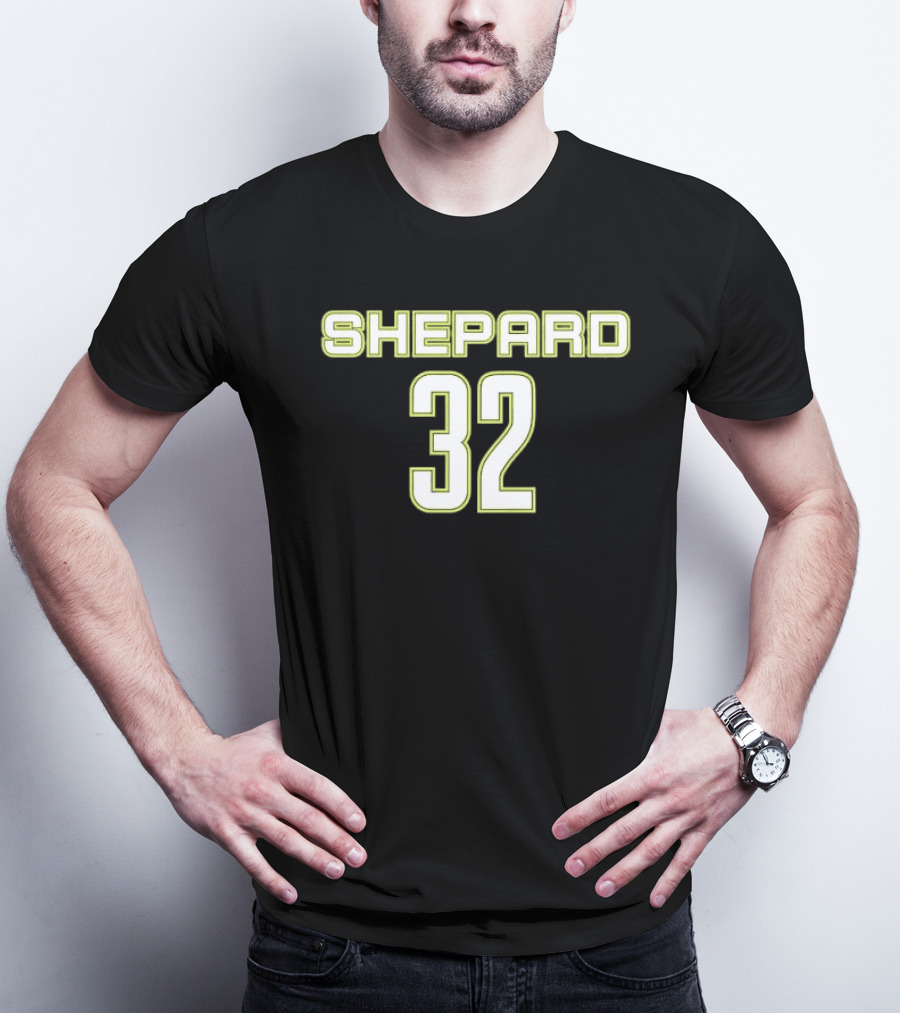 Shepard 32 Lime Green Athletic Block Lettering Jersey T-Shirt