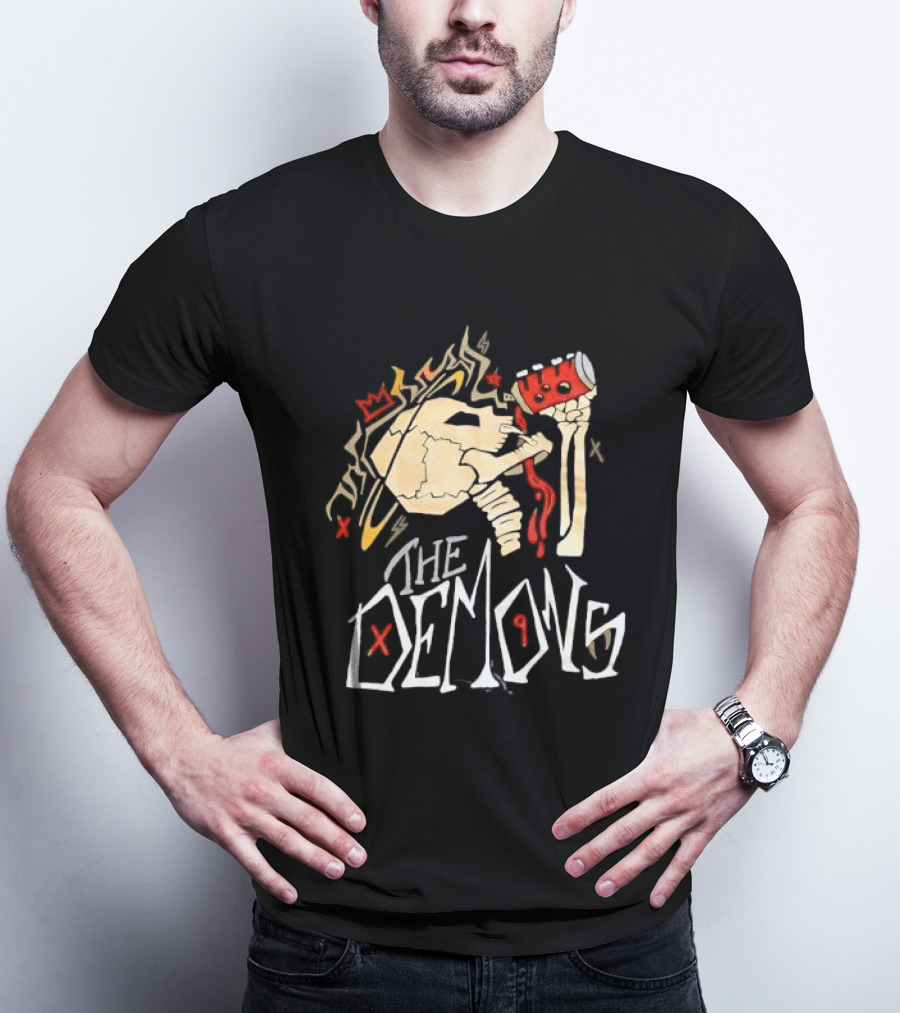 The Demons Crowned Skeleton Skull Drinking Spray Can T-Shirt