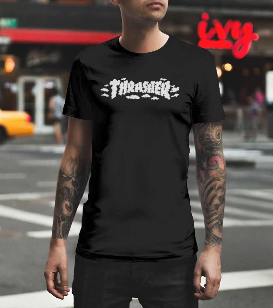 Thrasher Clouds Spanky Skateboard Magazine White T-Shirt