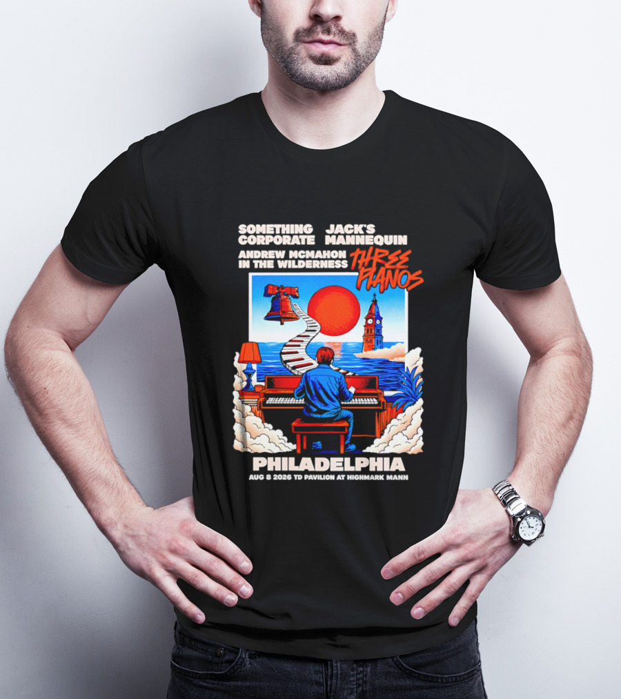 Something Corporate Jack's Mannequin Andrew McMahon Three Pianos Philadelphia Aug 08 2026 T-Shirt