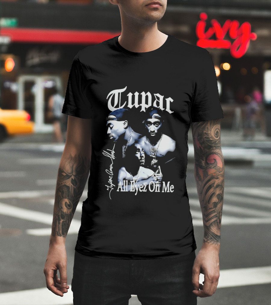Tupac All Eyez On Me Tupac Amar Shakur Signature Iconic Album T-Shirt