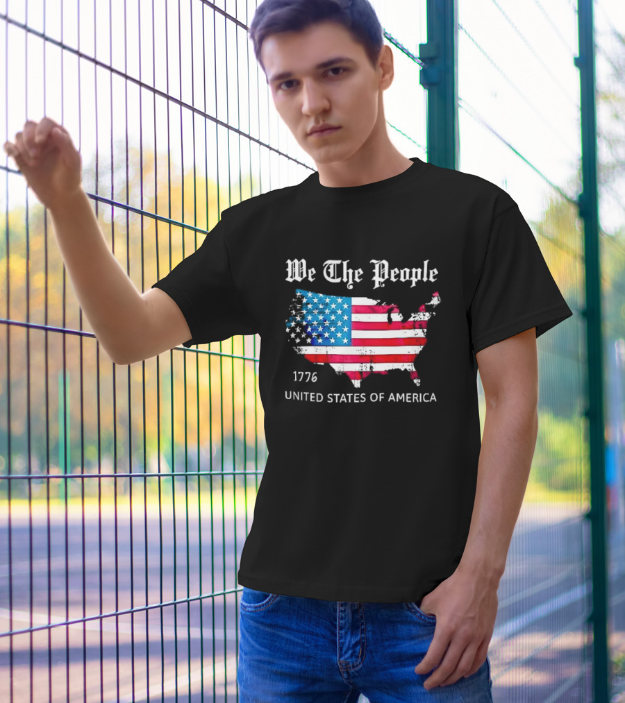 We The People 1776 Distressed USA Map Flag United States Of America T-Shirt