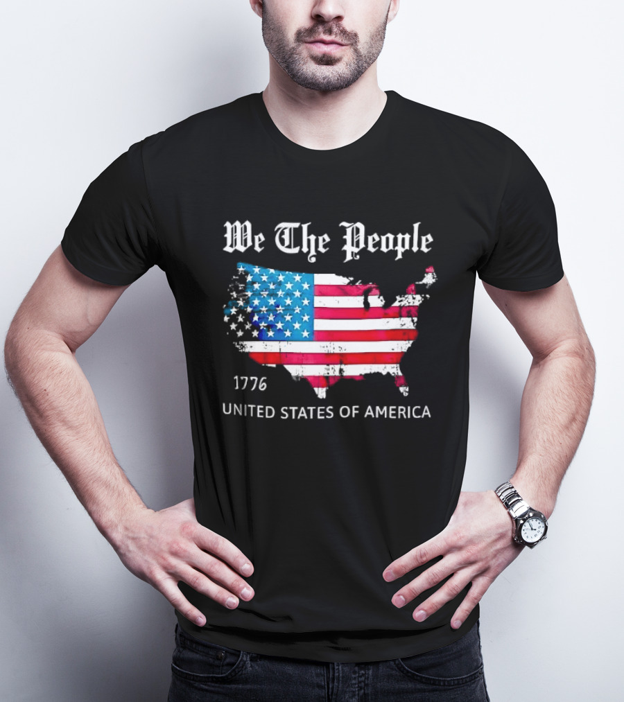 We The People 1776 Distressed USA Map Flag United States Of America T-Shirt