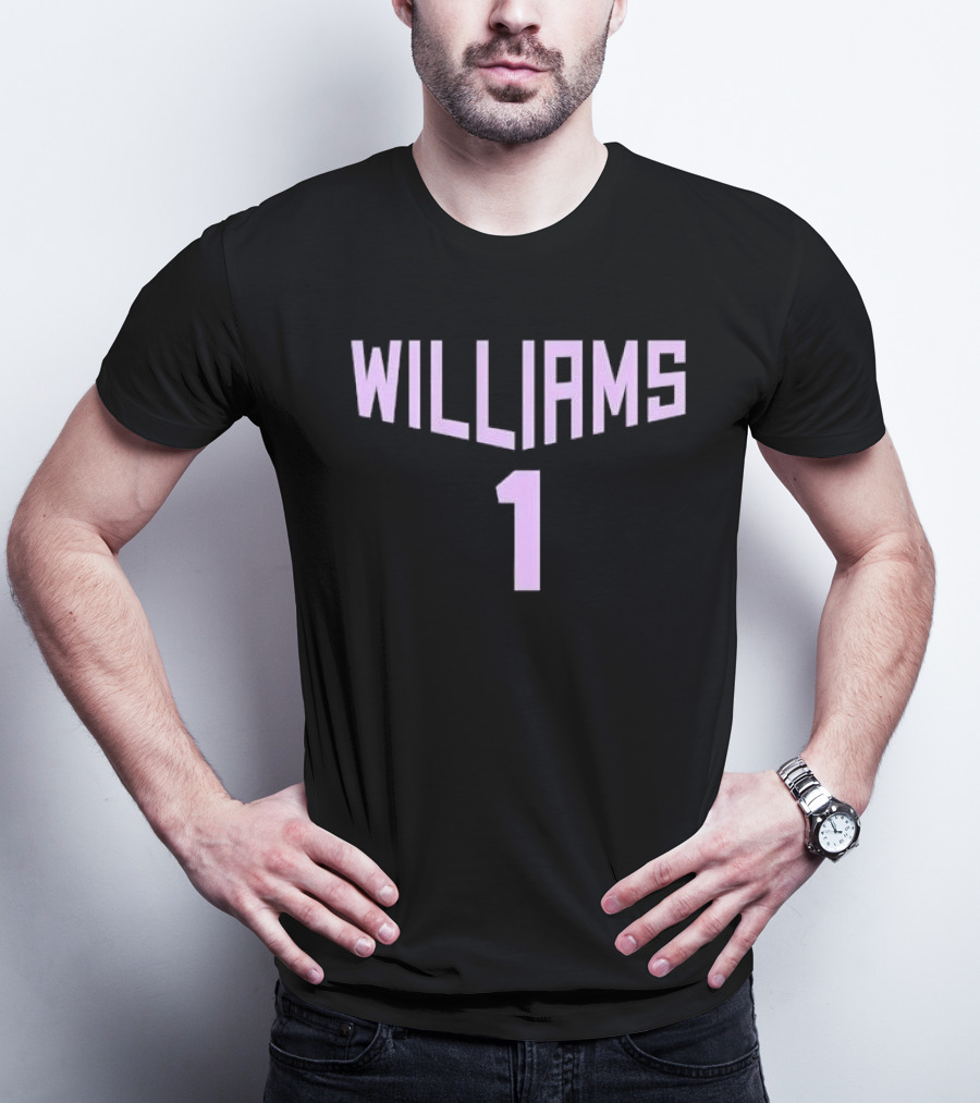 Williams 1 Purple Arched Block Font Jersey T-Shirt