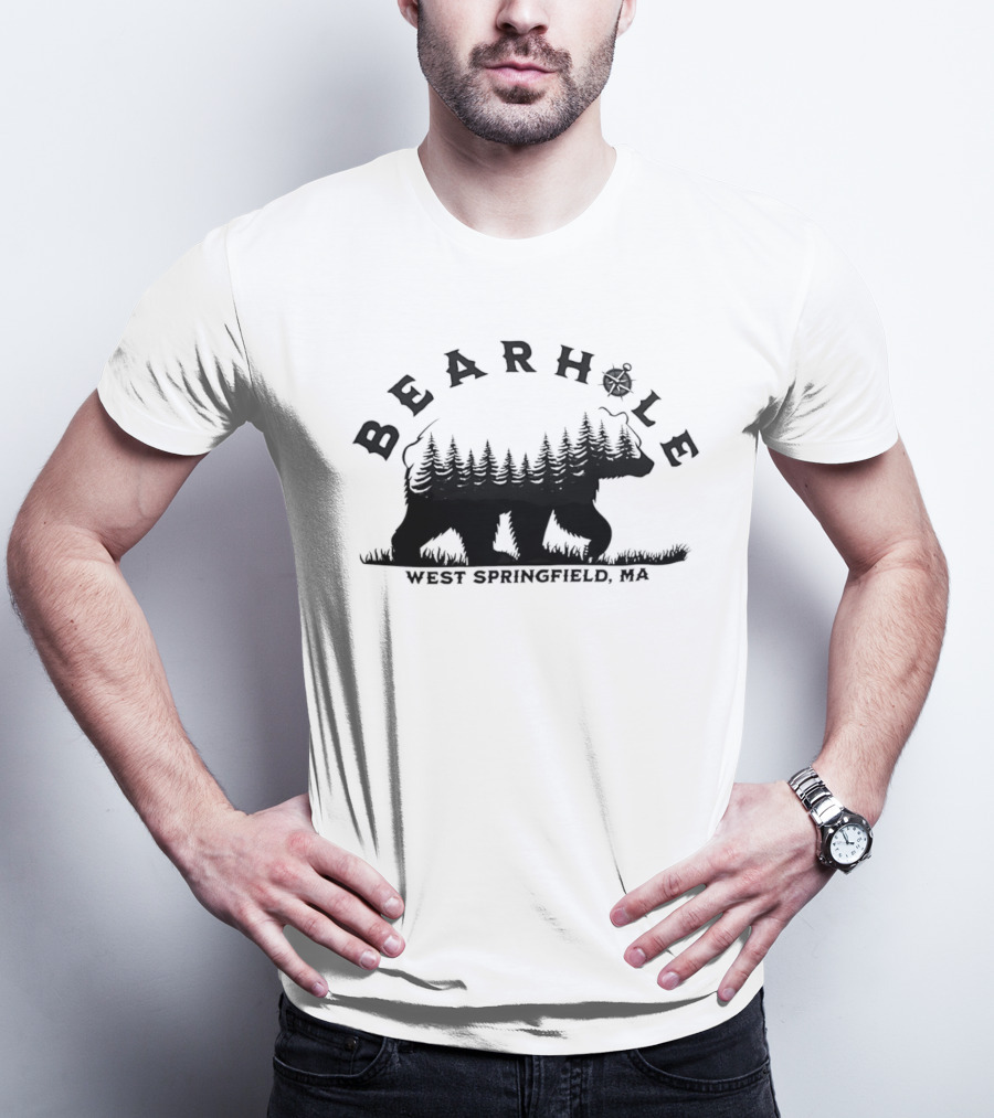 Bearhole West Springfield MA Bear Forest Landscape Compass T-Shirt