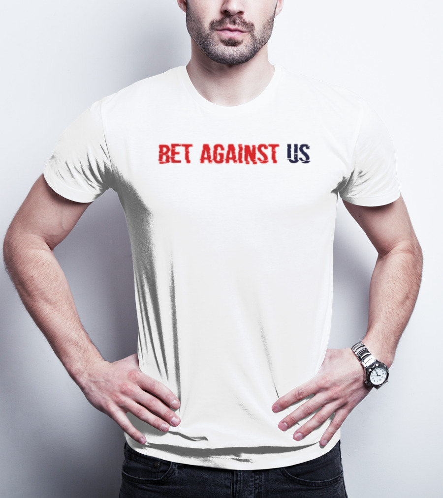 Bet Against US Distressed Red Navy Dripping Melted T-Shirt