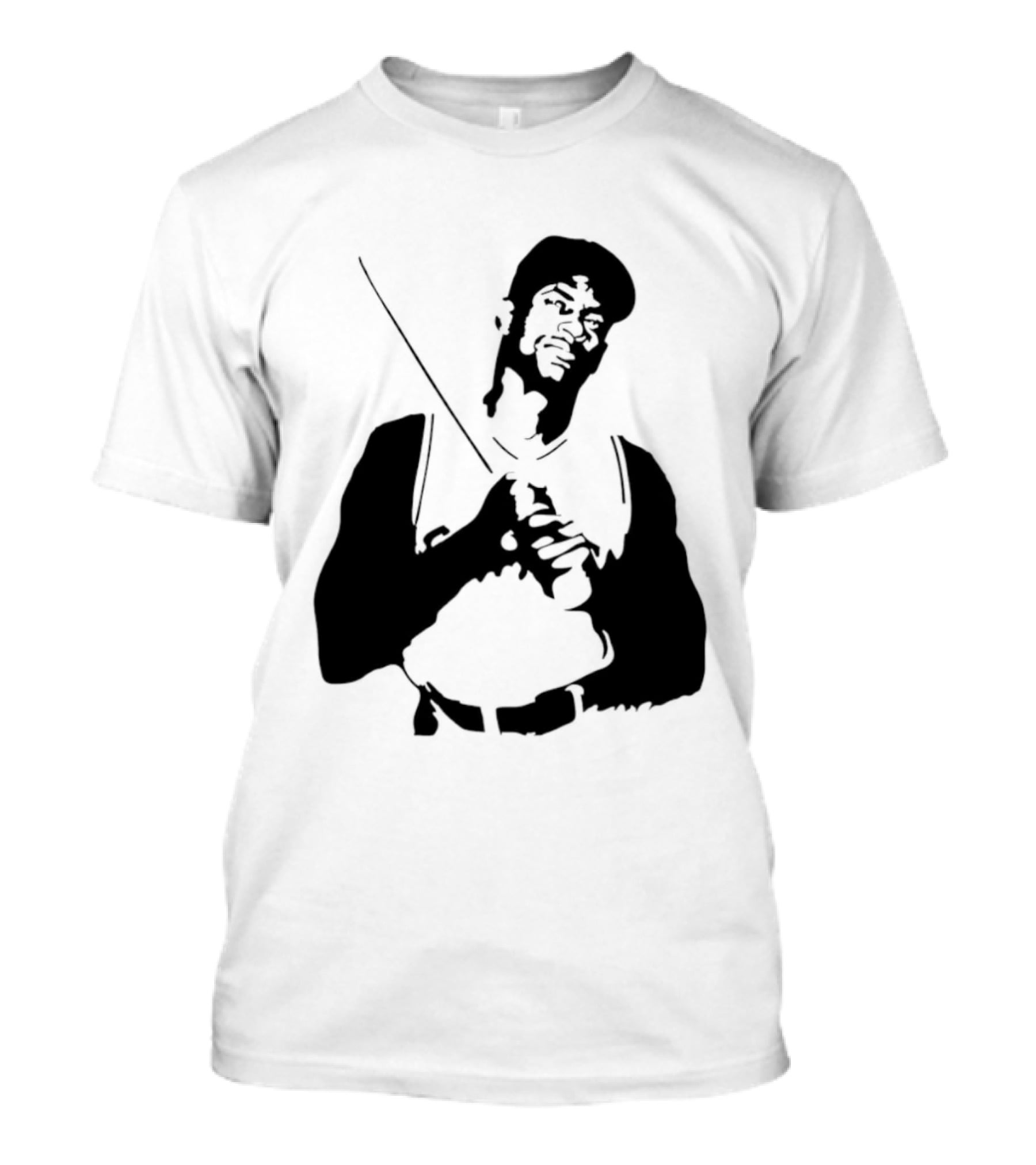 Black And White Stencil Baseball Batter Holding Bat T-Shirt