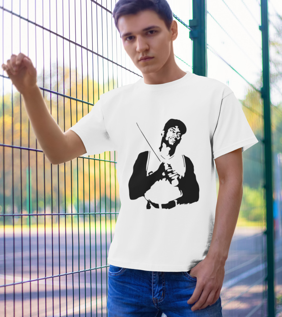 Black And White Stencil Baseball Batter Holding Bat T-Shirt