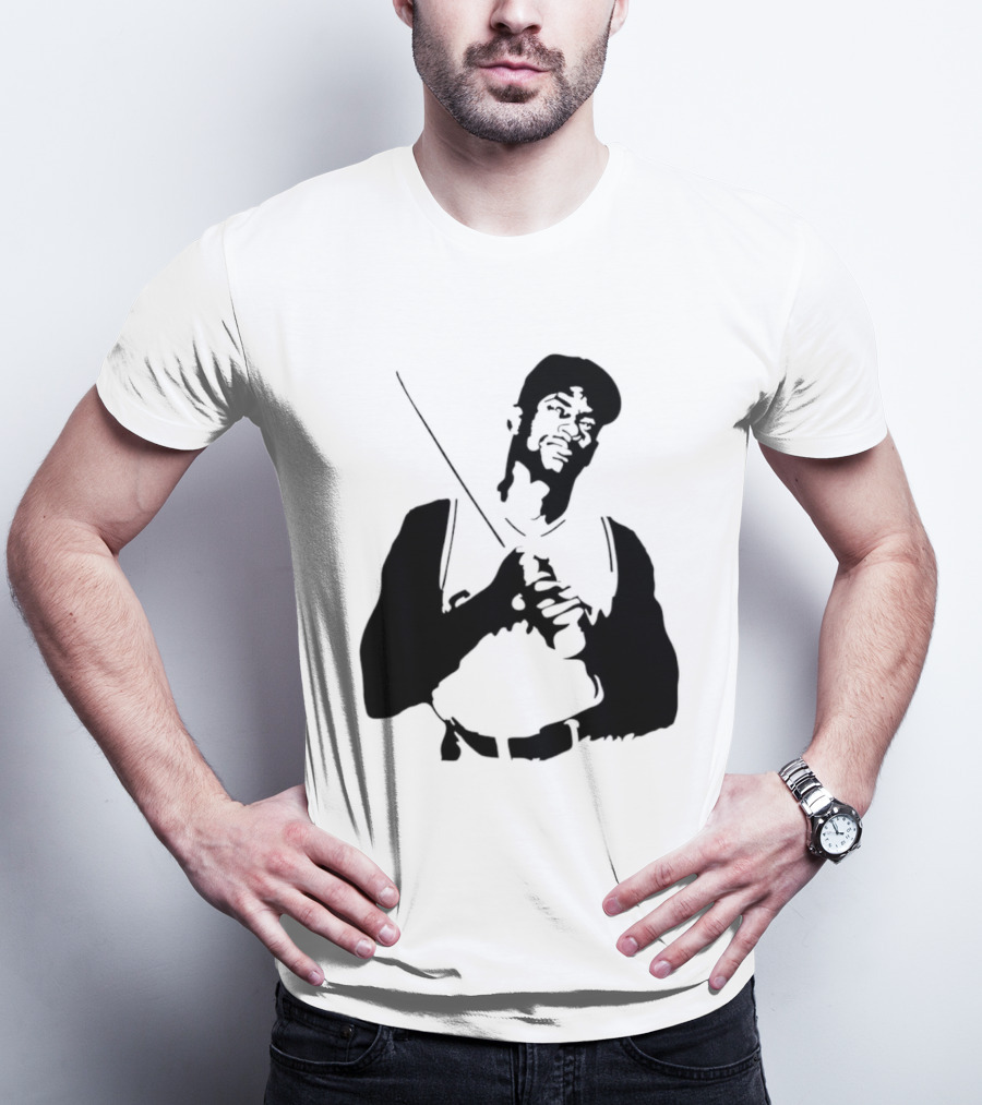 Black And White Stencil Baseball Batter Holding Bat T-Shirt