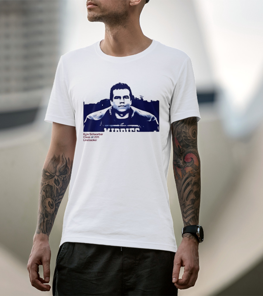 Middies Kyle Schwarber Class Of 2011 Linebacker Blue Stencil T-Shirt