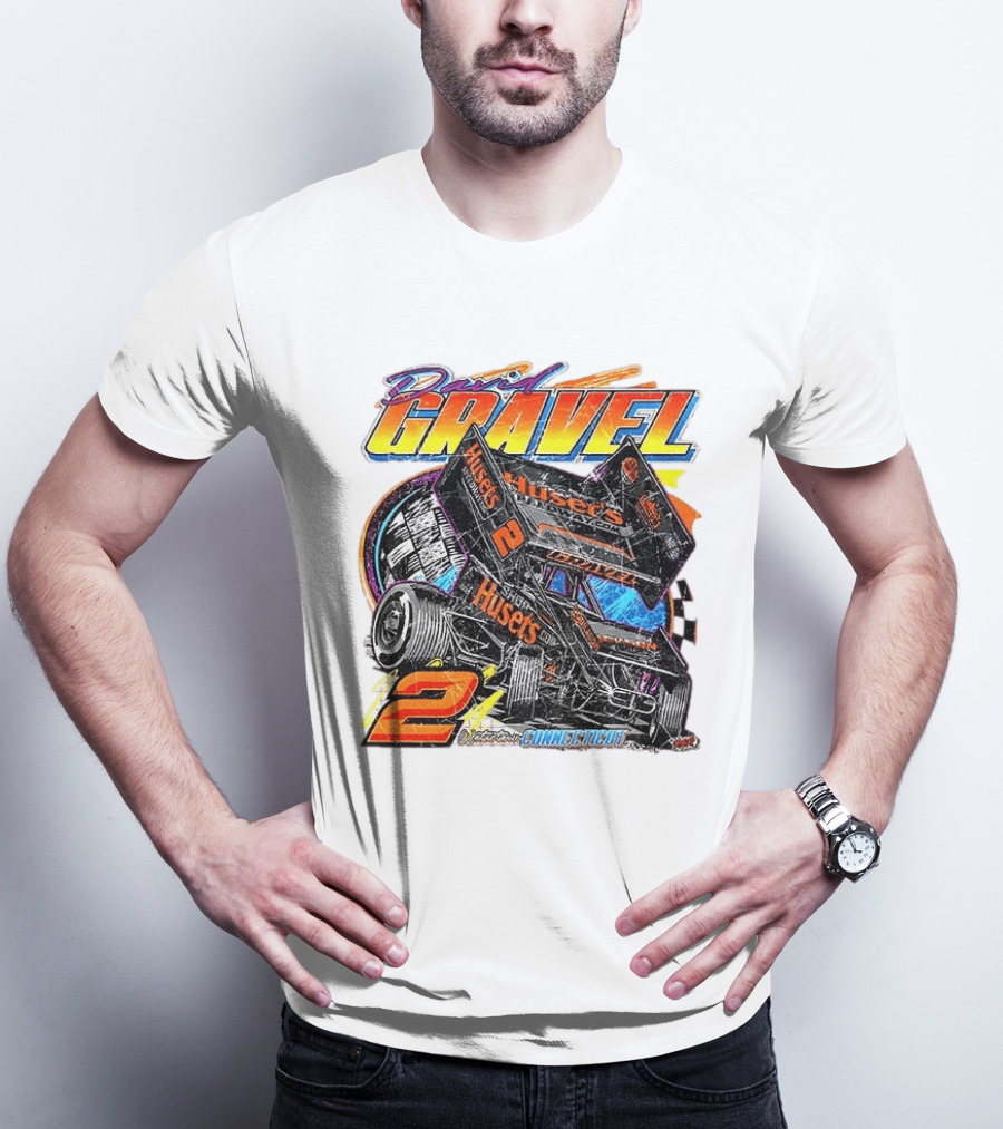 David Gravel Sprint Car Huset's Speedway Racing Connecticut 2 Orange And Blue T-Shirt