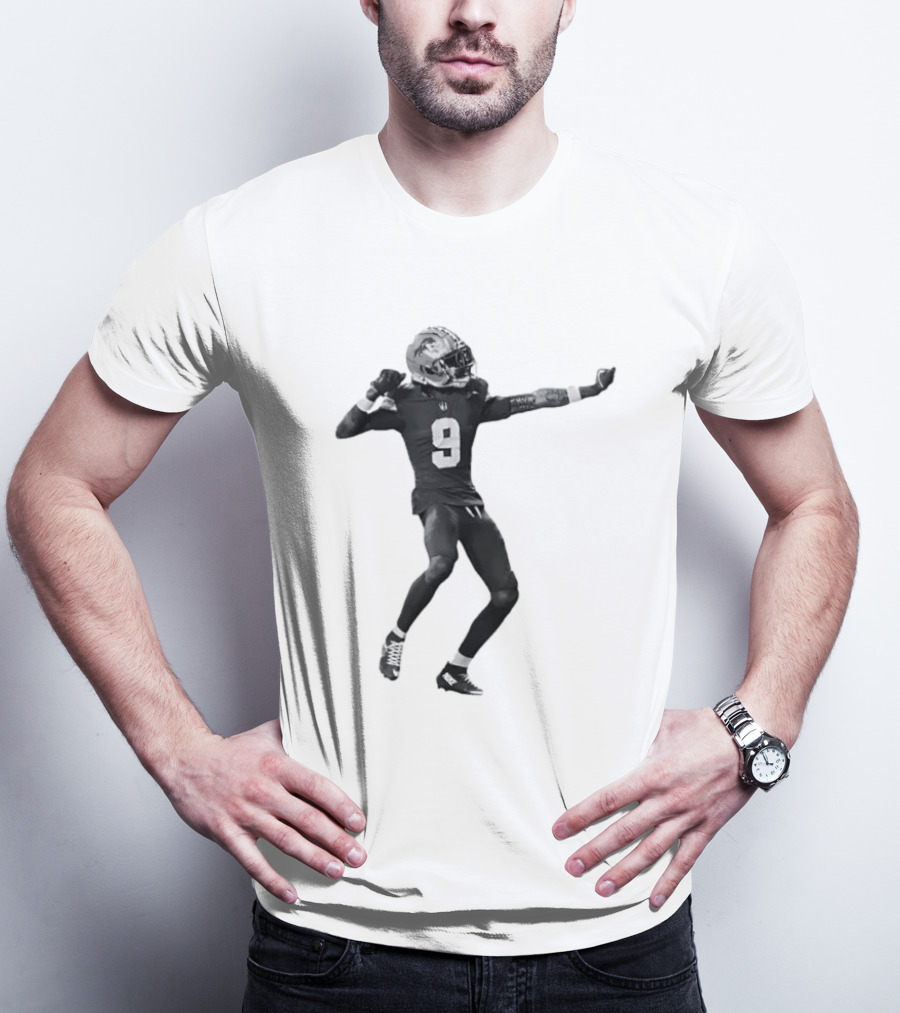 Detroit Lions Number 9 Celebratory Pose Football Athlete Cutout T-Shirt
