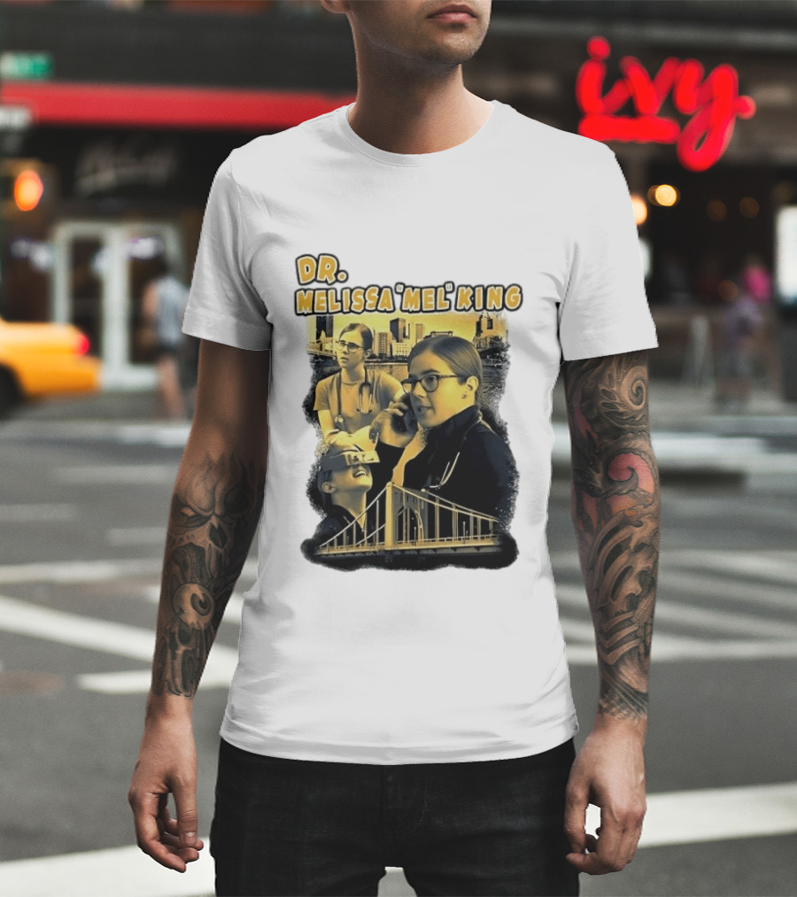 Dr Melissa Mel King Female Doctor Pittsburgh Yellow Bridge Collage T-Shirt