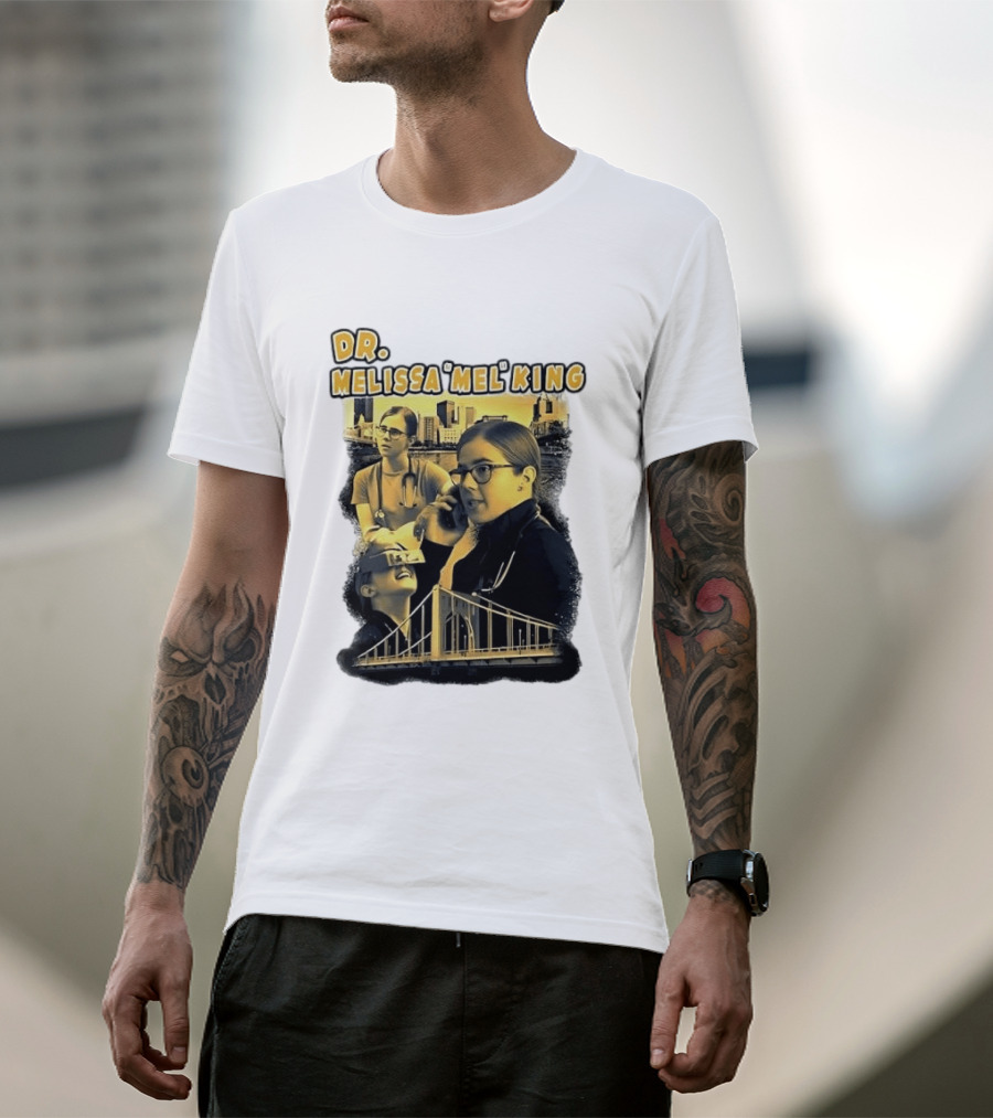 Dr Melissa Mel King Female Doctor Pittsburgh Yellow Bridge Collage T-Shirt