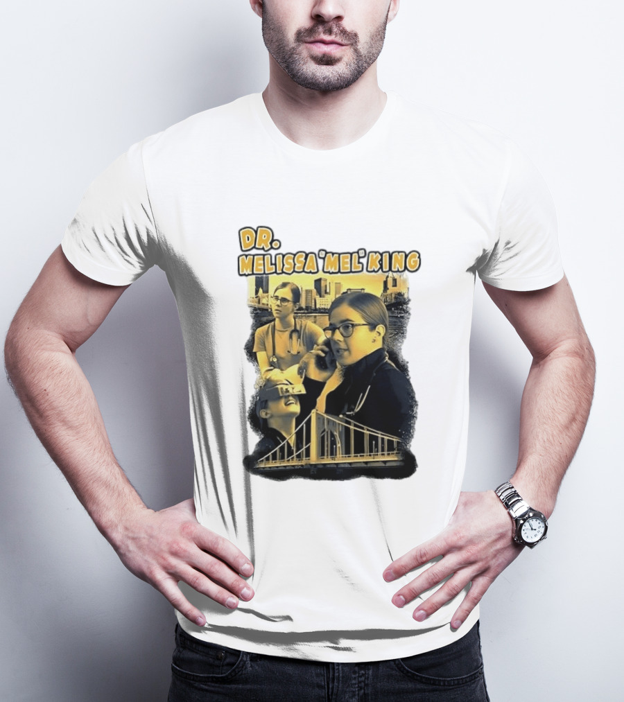Dr Melissa Mel King Female Doctor Pittsburgh Yellow Bridge Collage T-Shirt