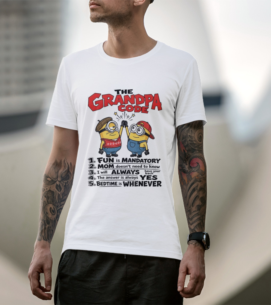 Minion The Grandpa Code Fun Rules Mandatory Mom Minions Humor T-Shirt