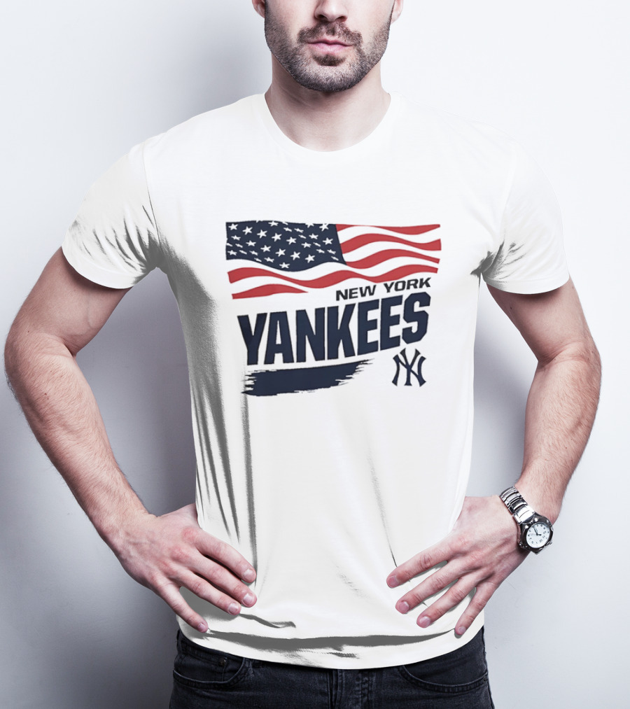 New York Yankees American Flag Brushstroke NY Yankees MLB T-Shirt
