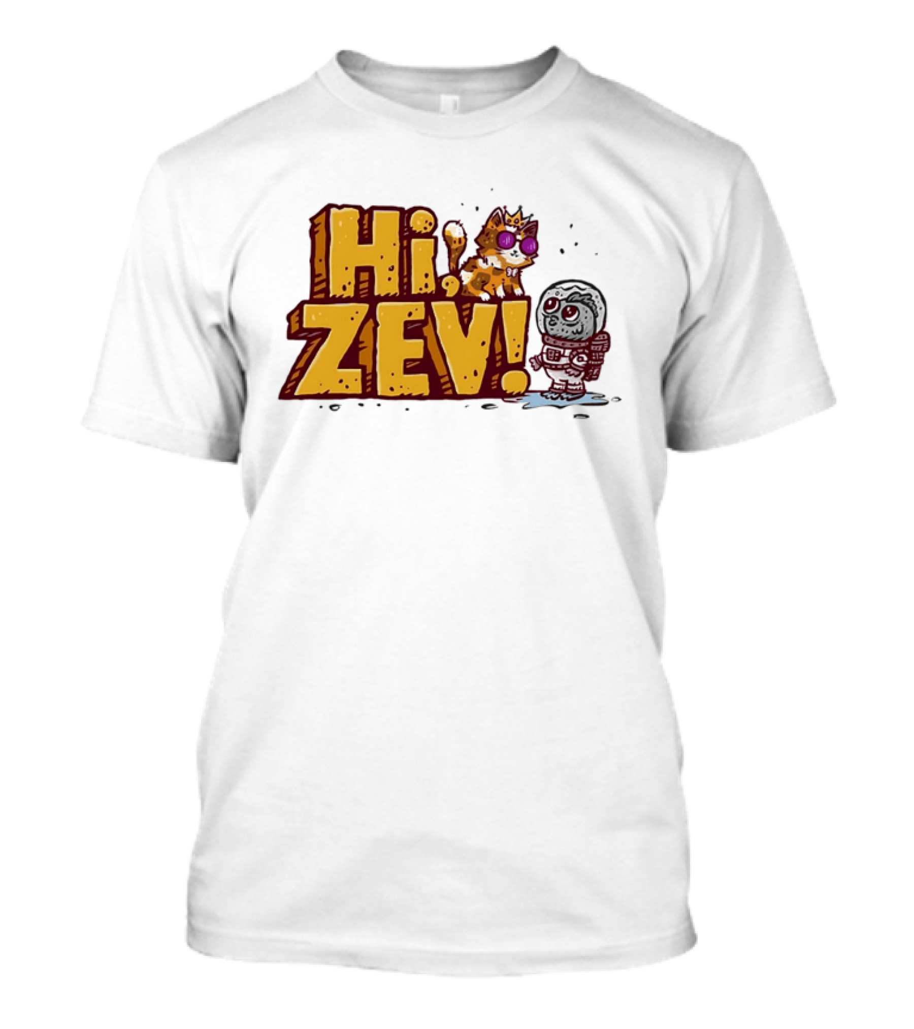 Hi Zev Cartoon Calico Cat Sunglasses Astronaut Creature T-Shirt