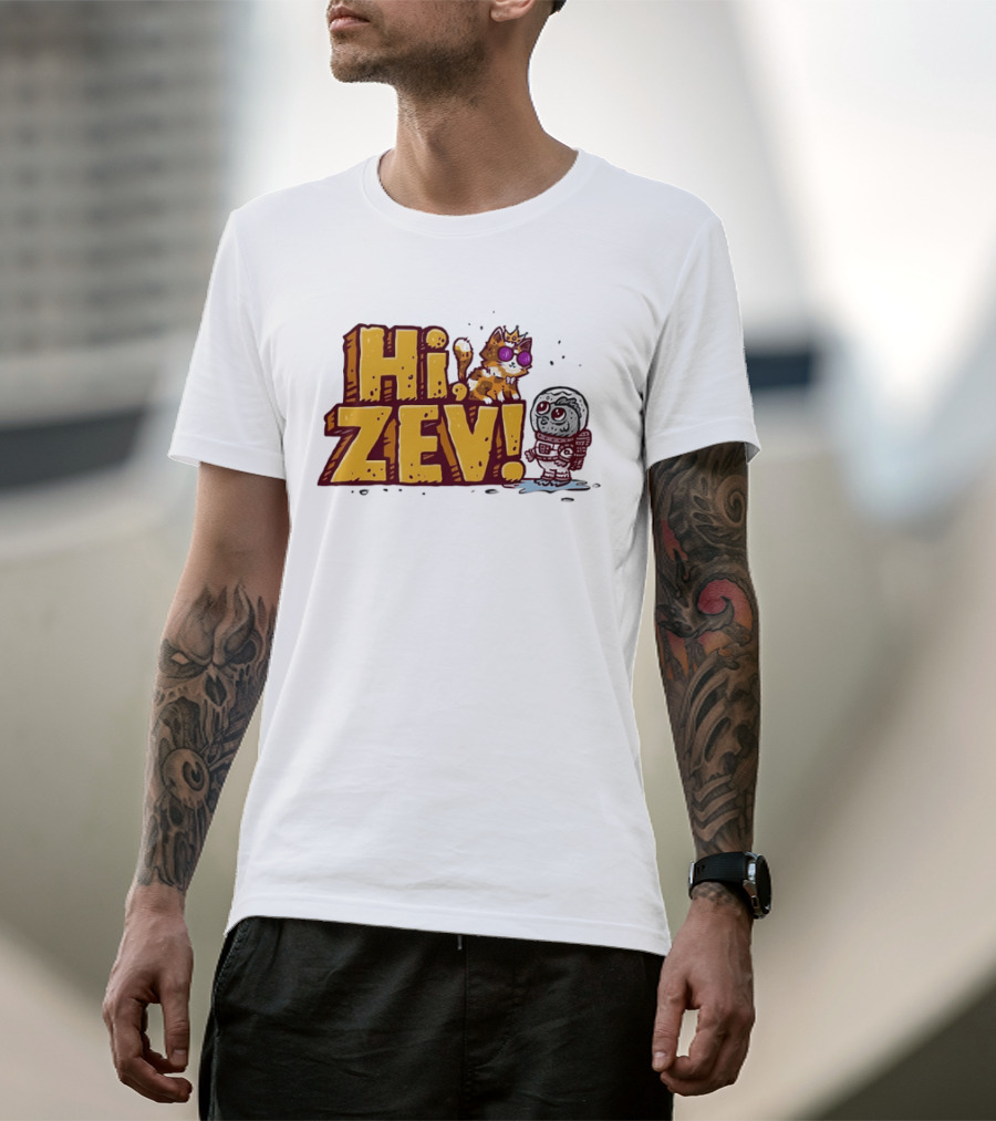 Hi Zev Cartoon Calico Cat Sunglasses Astronaut Creature T-Shirt