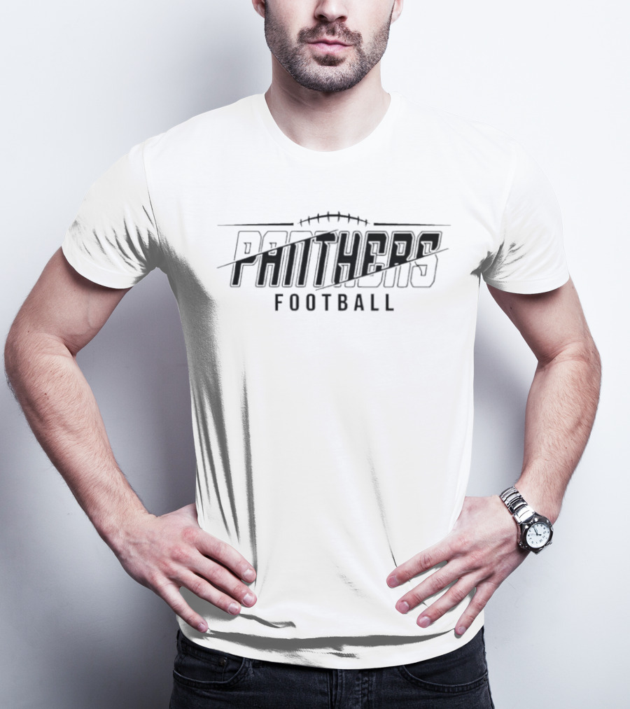 Panthers Football Diagonal Split Line Laces T-Shirt