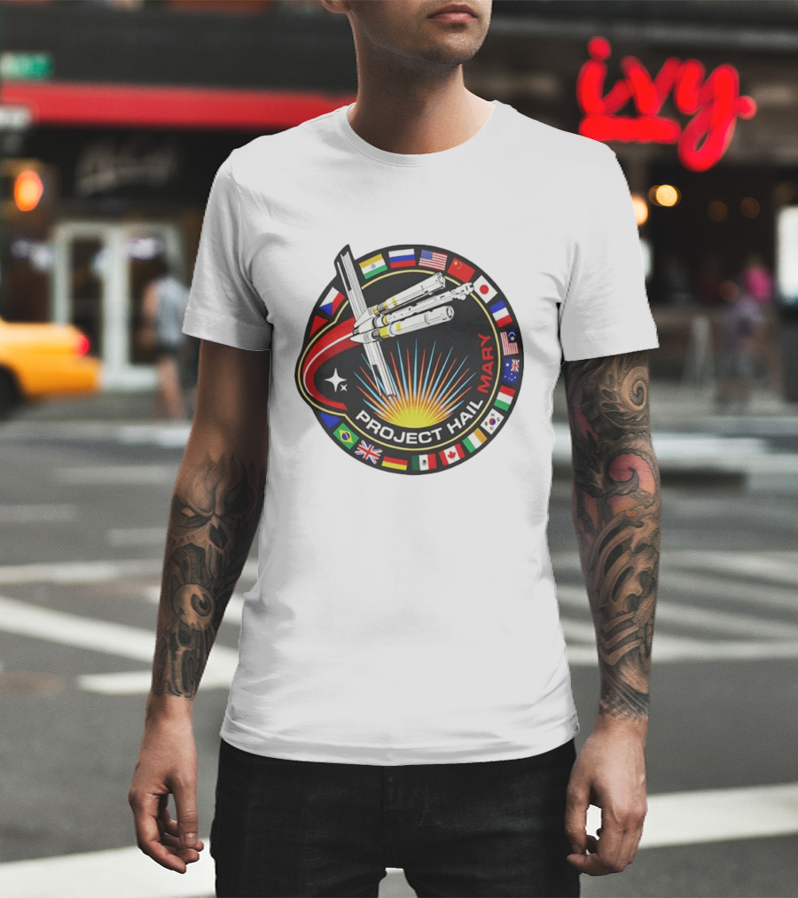 Project Hail Mary Ryland Grace Sci Fi Spacecraft Mission Flags T-Shirt