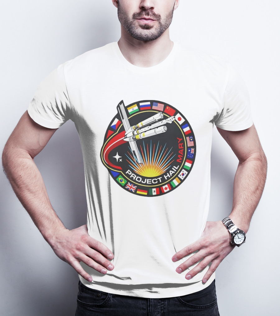 Project Hail Mary Ryland Grace Sci Fi Spacecraft Mission Flags T-Shirt