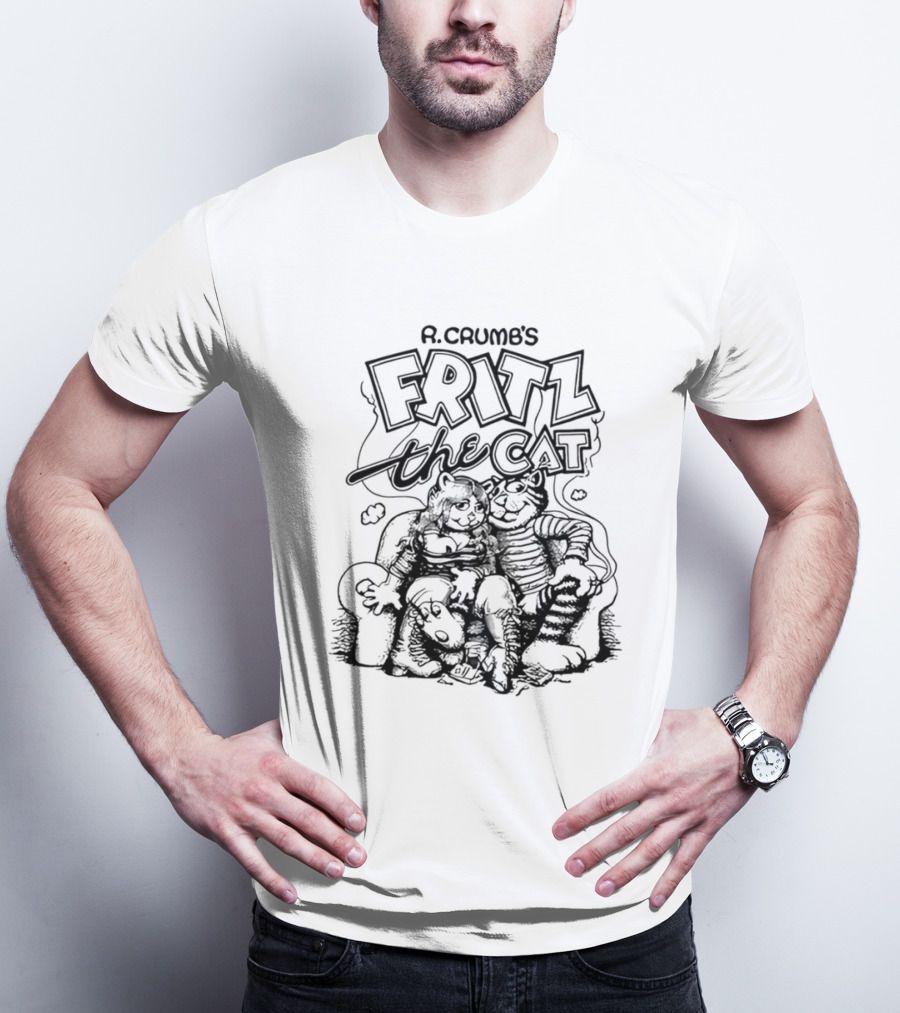 R. Crumb's Fritz The Cat Couch With Characters Smoking And Relaxing T-Shirt