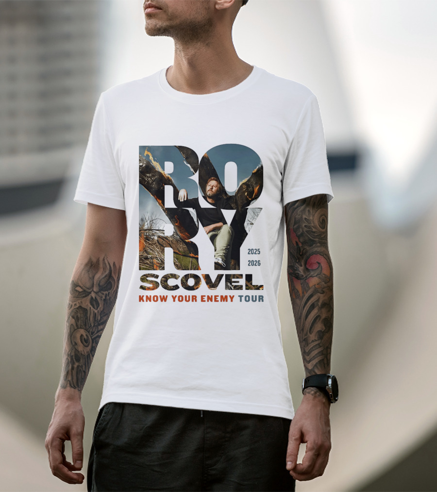 Rory Scovel Know Your Enemy Tour 2023 2026 Fire Backdrop T-Shirt