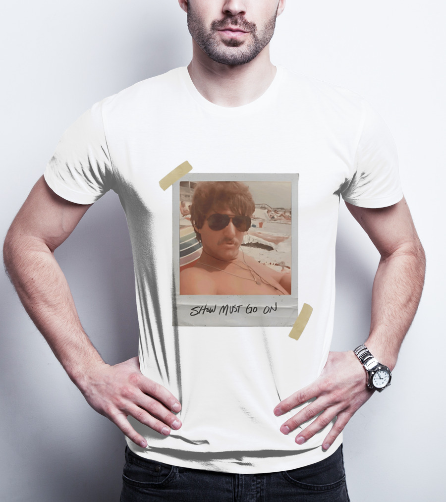 Show Must Go On Man At Beach Retro Style Polaroid T-Shirt