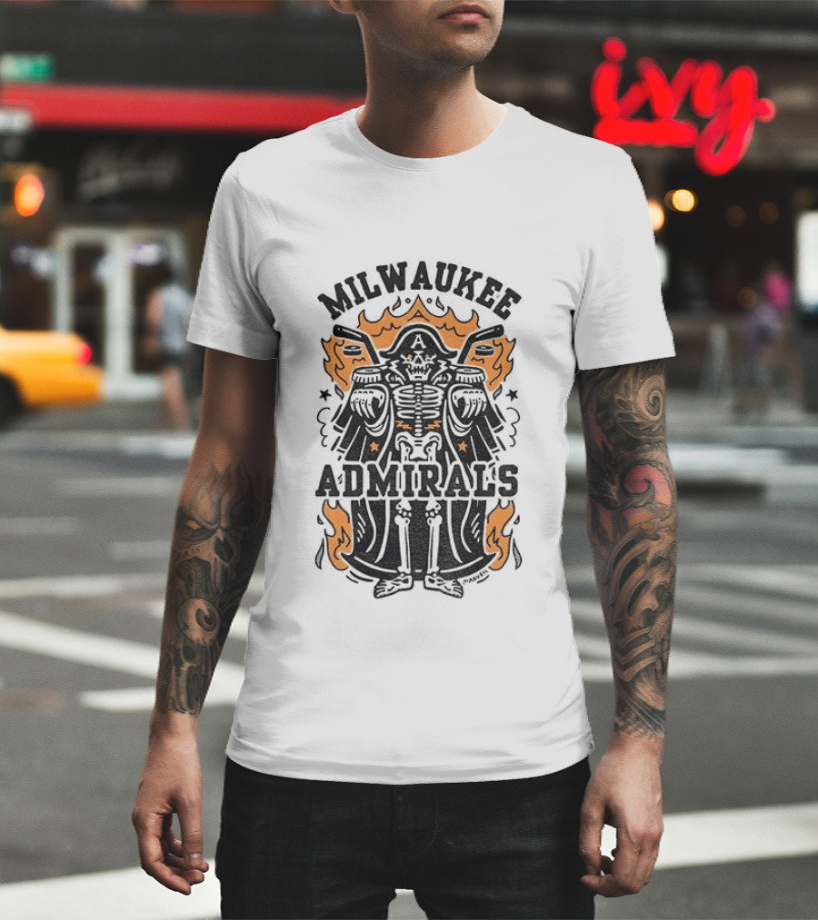 Milwaukee Admirals Skeleton Emblem Halloween T-Shirt