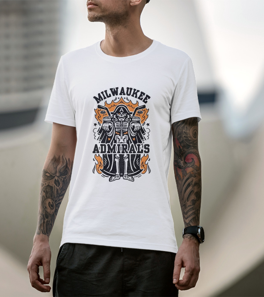 Milwaukee Admirals Skeleton Emblem Halloween T-Shirt