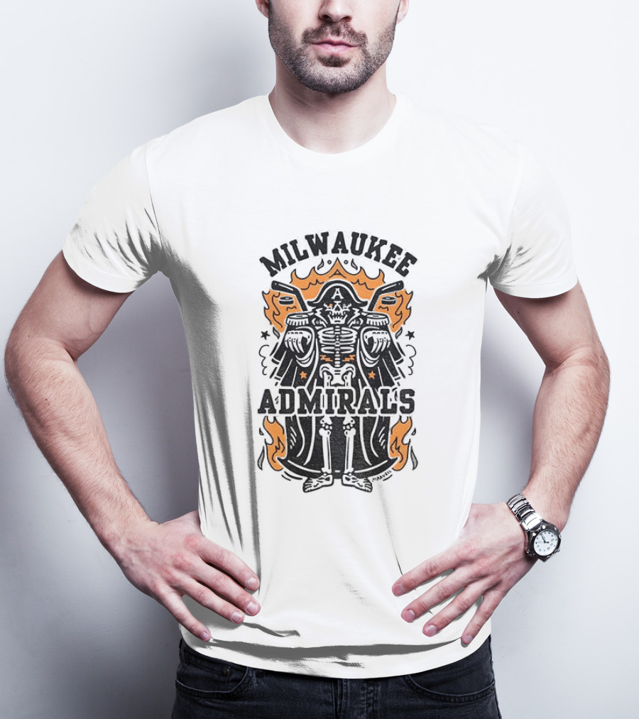 Milwaukee Admirals Skeleton Emblem Halloween T-Shirt