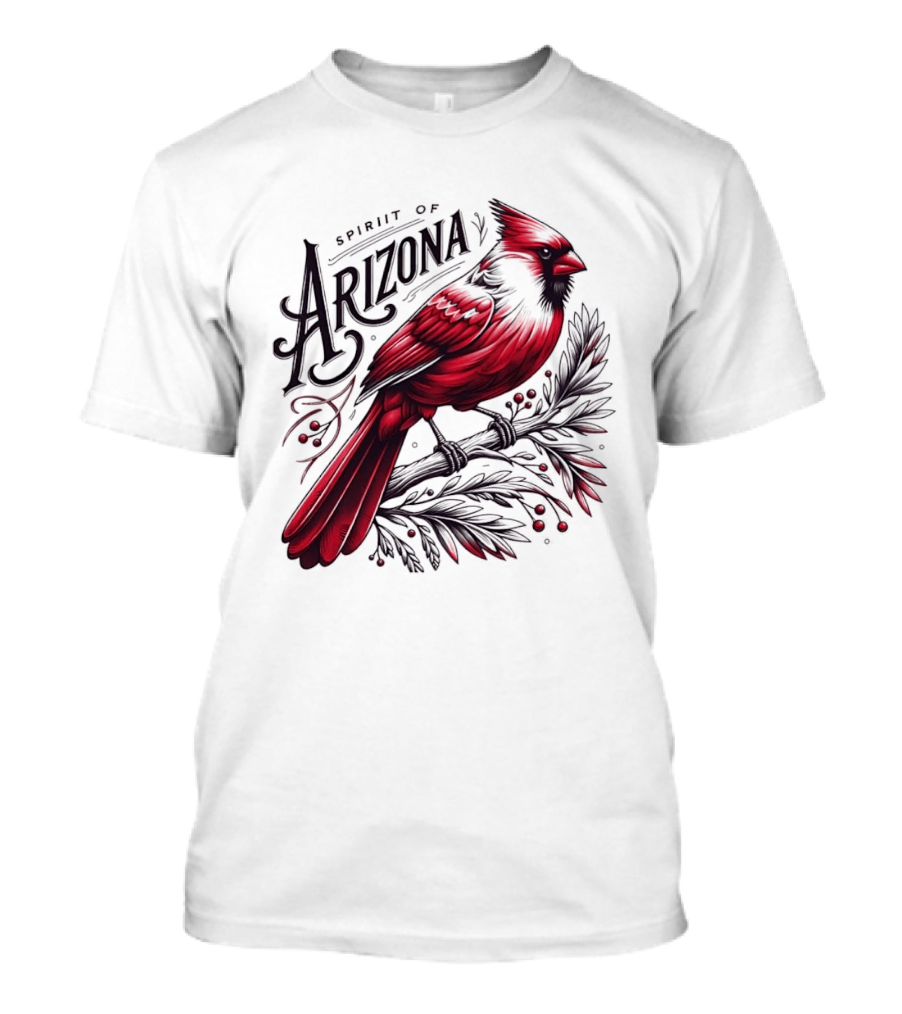 Arizona Red Cardinal Spirit Perched On Branch Berries T-Shirt