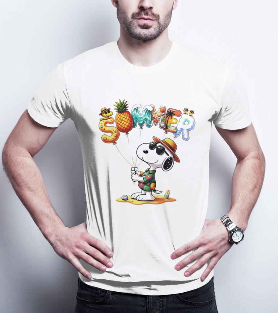 Snoopy Summer Sunglasses Pineapple Beach Balloons Fun T-Shirt