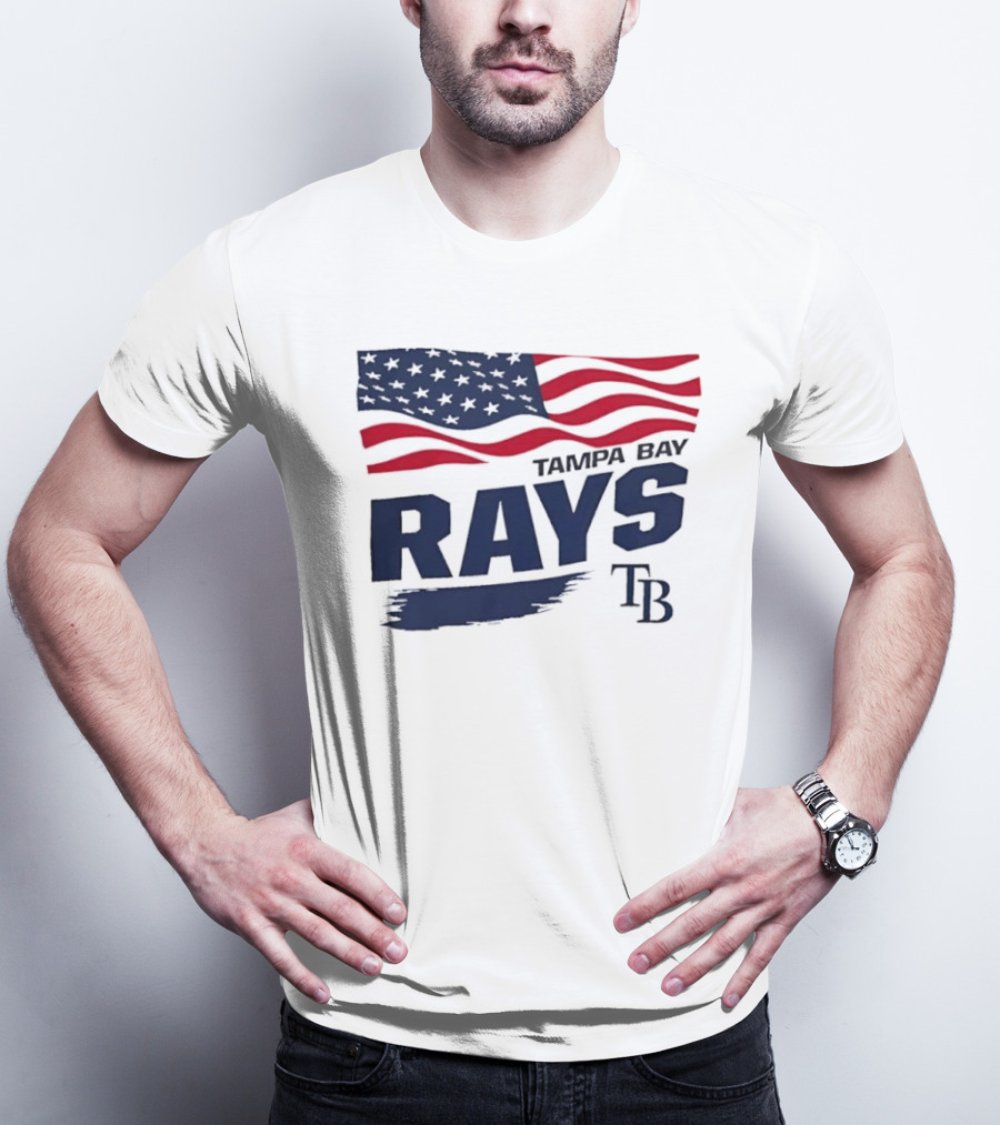 Tampa Bay Rays MLB American Flag Brush Stroke TB T-Shirt
