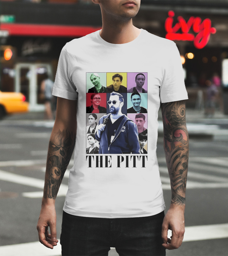 The Pitt Colorful Pop Grid Doctor Portraits Bearded Man In Sunglasses T-Shirt