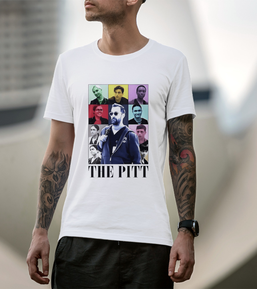 The Pitt Colorful Pop Grid Doctor Portraits Bearded Man In Sunglasses T-Shirt