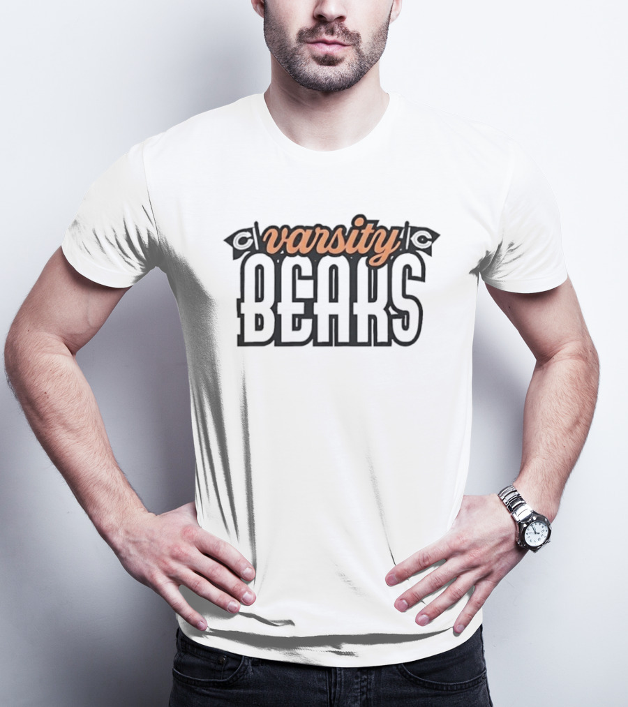 Varsity Bears Banner Peach Script Block Lettering Flags T-Shirt
