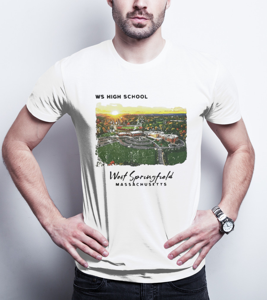 WS High School West Springfield Massachusetts Aerial Sunset Campus Landscape T-Shirt