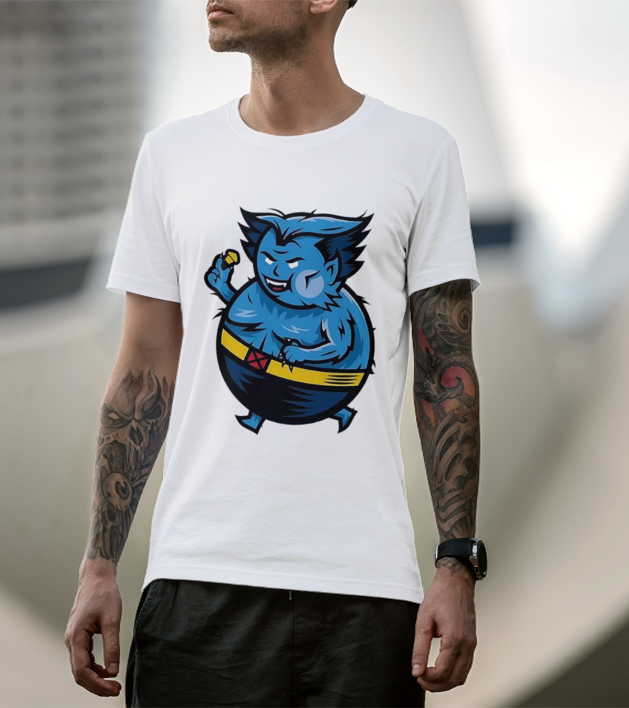 X Men Beast Caricature Cartoon Blue Character Cupcake T-Shirt