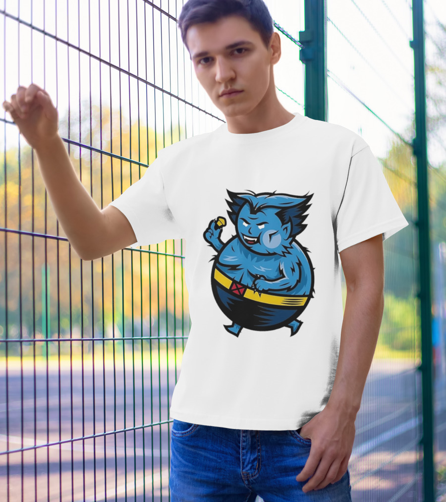 X Men Beast Caricature Cartoon Blue Character Cupcake T-Shirt