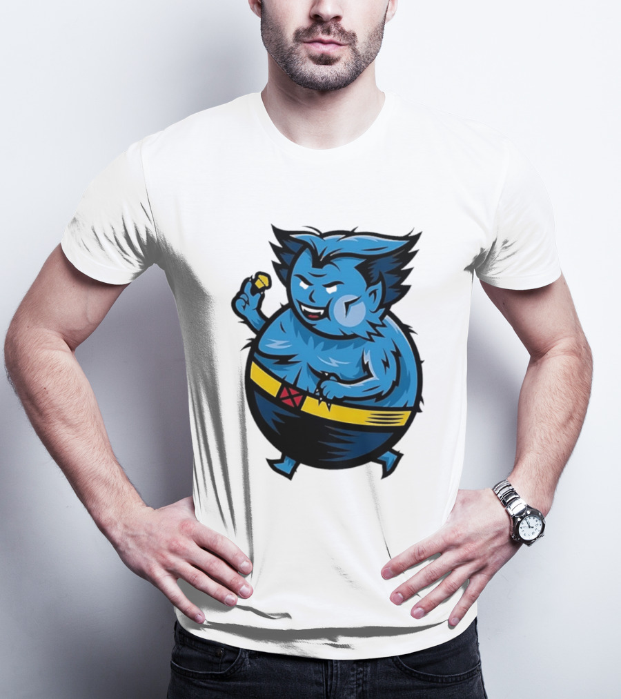 X Men Beast Caricature Cartoon Blue Character Cupcake T-Shirt