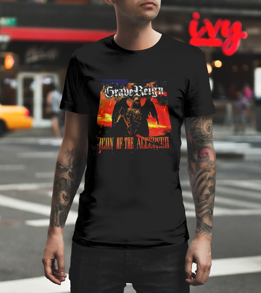 Grave Reign Icon Of The Accursed Winged Figure Sword T-Shirt