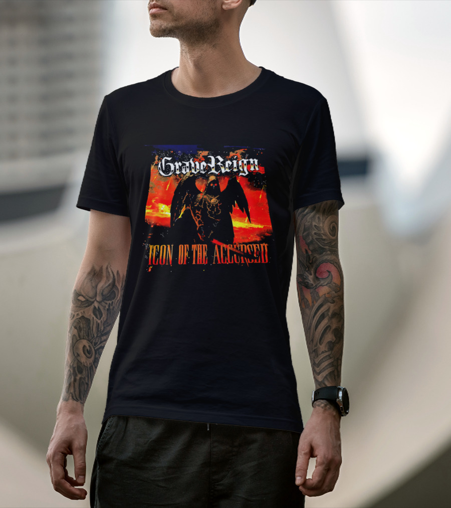 Grave Reign Icon Of The Accursed Winged Figure Sword T-Shirt