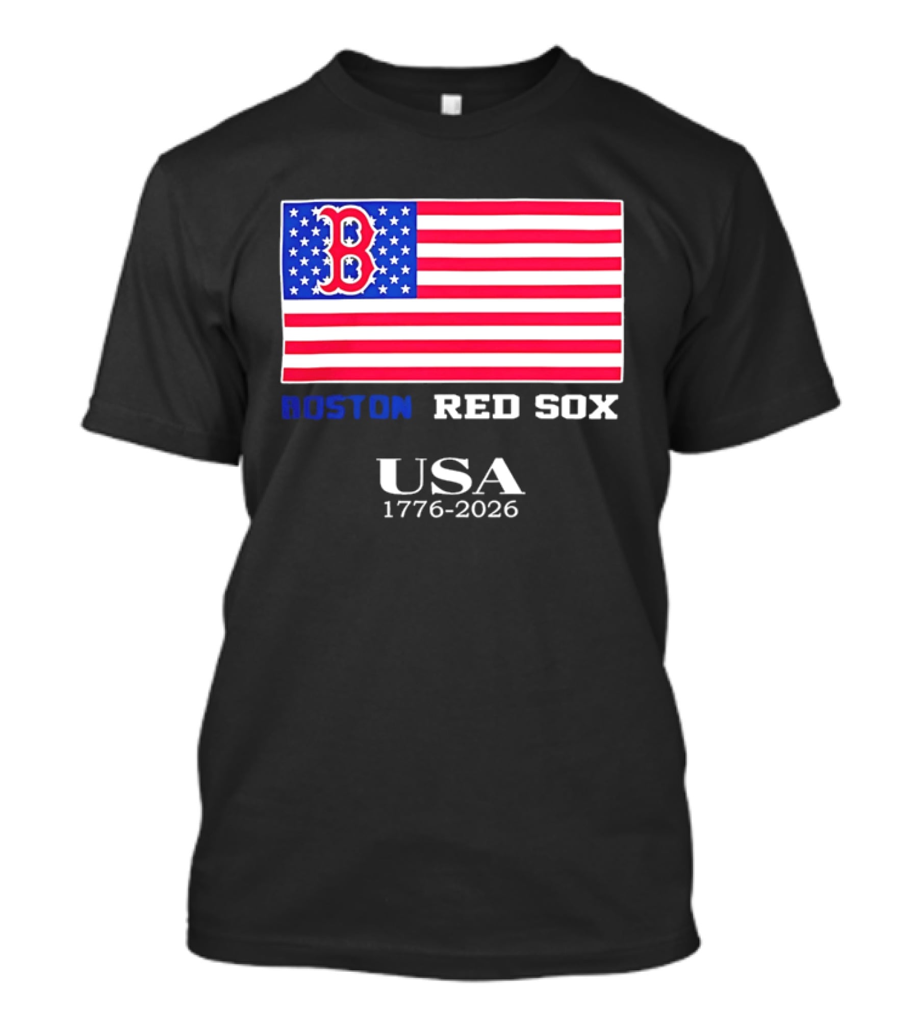 Boston Red Sox USA 1776 2026 American Flag White Stars T-Shirt