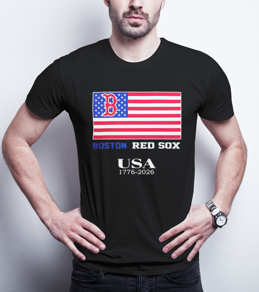 Boston Red Sox USA 1776 2026 American Flag White Stars T-Shirt